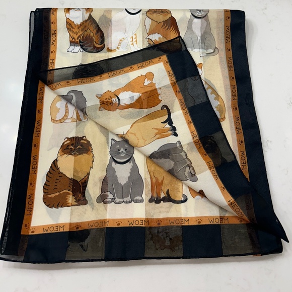 Accessories | Meow Framed Kitty Cats Accent Scarf 9s | Poshmark
